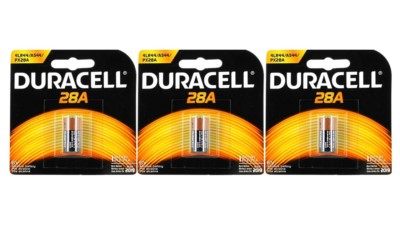 3 x 28A Duracell 6V Batteries (1414A, 4LR44, A544, PX28A, Electronic ...