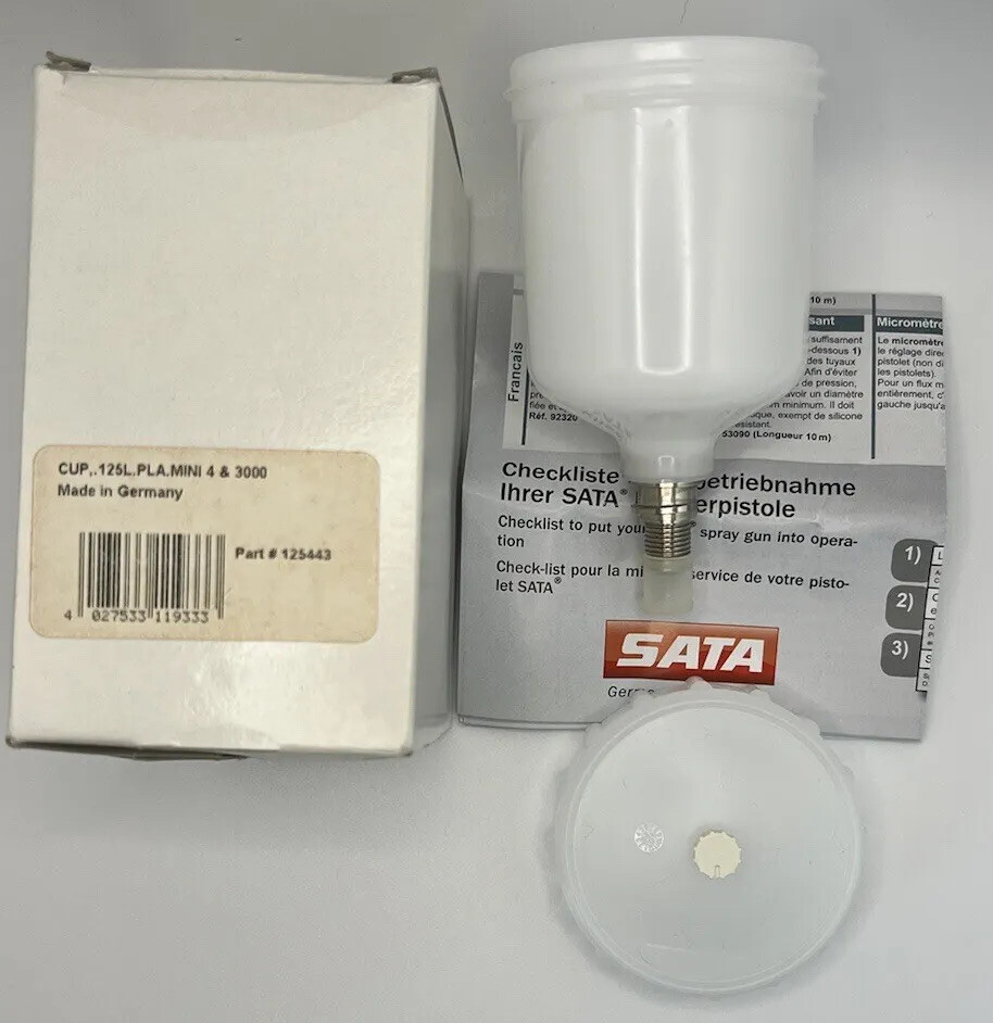 SATA MINI JET ORIGINAL PVC CUP w/ Lid .15L ALL MINI JETS (1-4 & 3000 ...