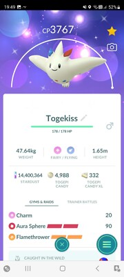 💪PVP BEASTS!💪 SHINY TOP MAXED TOGEKISS W/2ND MOVE +3500CP! - PKMN GO | eBay