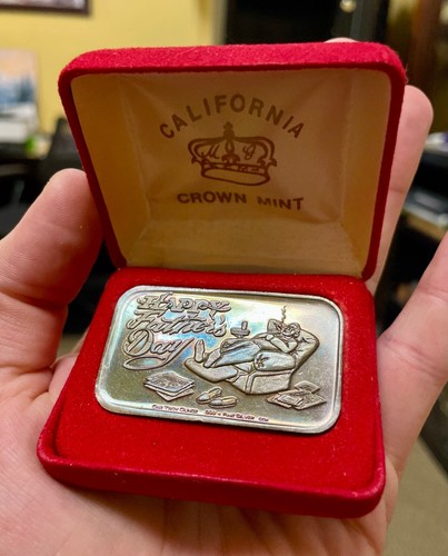 Crown Mint 1 oz Silver Art Bar - Happy Father's Day - Original Box ...