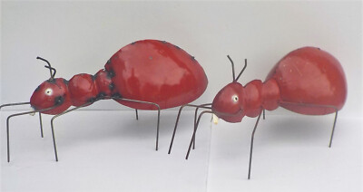 SET OF TWO (2) METAL ART RED ANT SCULPTURES 19" LONG ANIMAL FIGURE | eBay