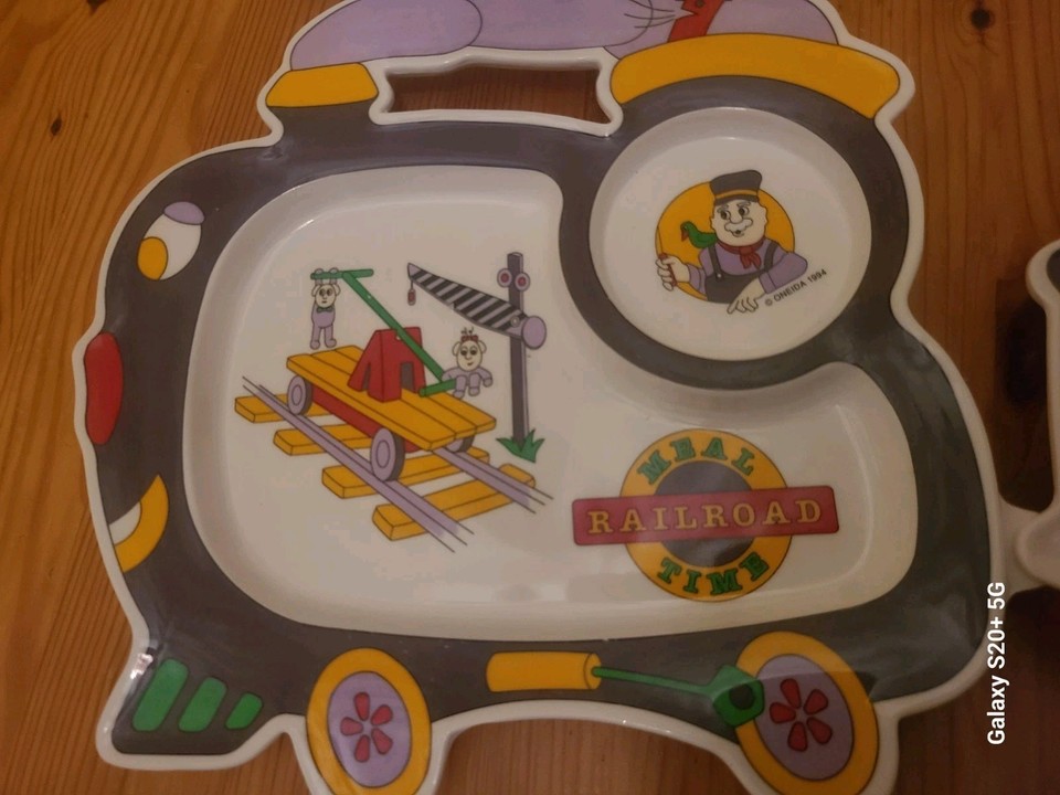 Train Meal Time Choo Choo Set Vtg 1994 Oneida Melamine Plate Bowl | eBay UK