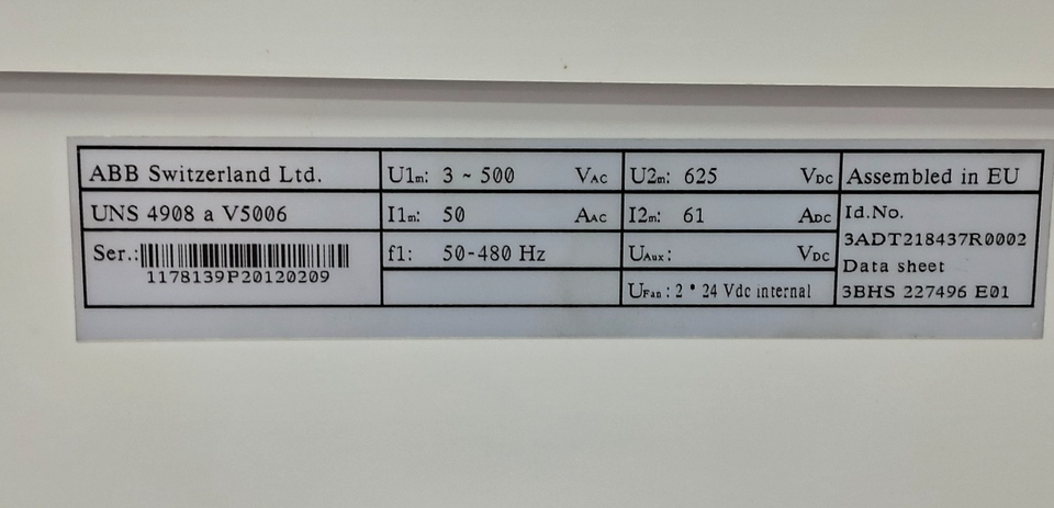 ABB | UNITROL 6000 | 6080 | A6T-O/D1M3-F40 | 3ADT218437R0002 ...