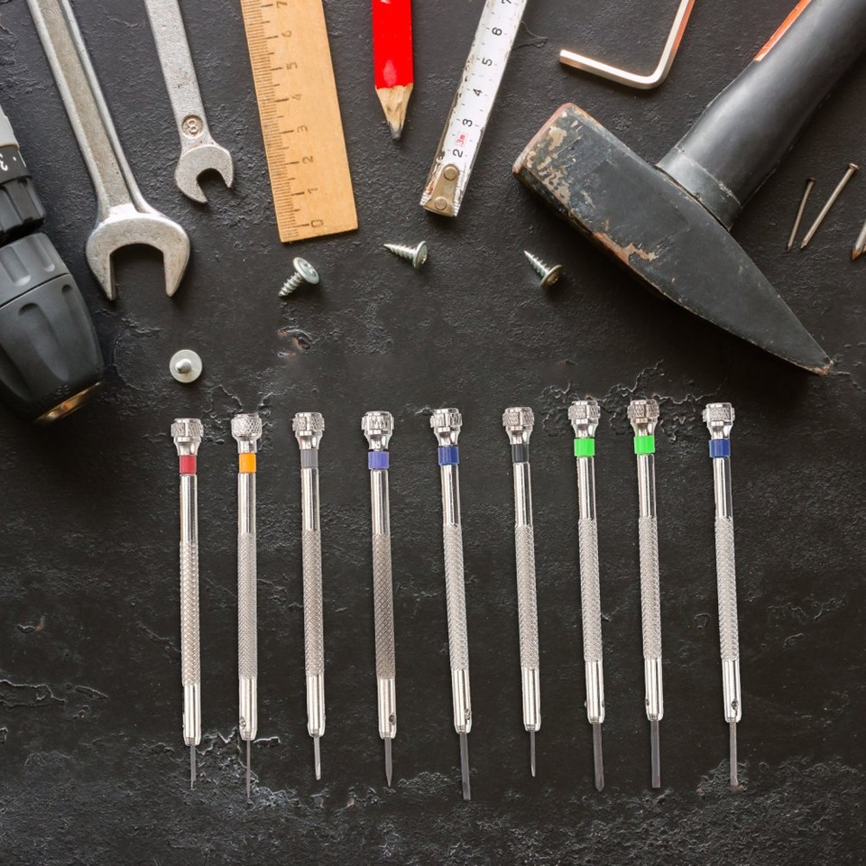 9pcs Different Sizes Precision Flat Slotted Screw Driver Screwdrivers ...