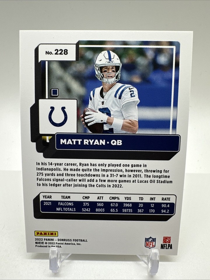 2022 Donruss Football Gold Press Proof Matt Ryan #228 | eBay