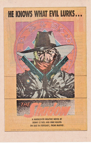 1987 THE SHADOW Marvel Comics Promo PRINT AD - DENNY O'NEIL MIKE KALUTA -VINTAGE | eBay