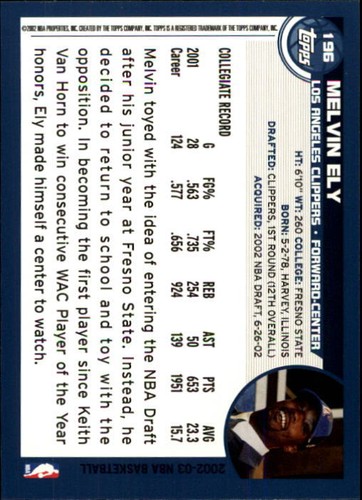 2002-03 Topps - #196 Melvin Ely (RC) for sale online | eBay