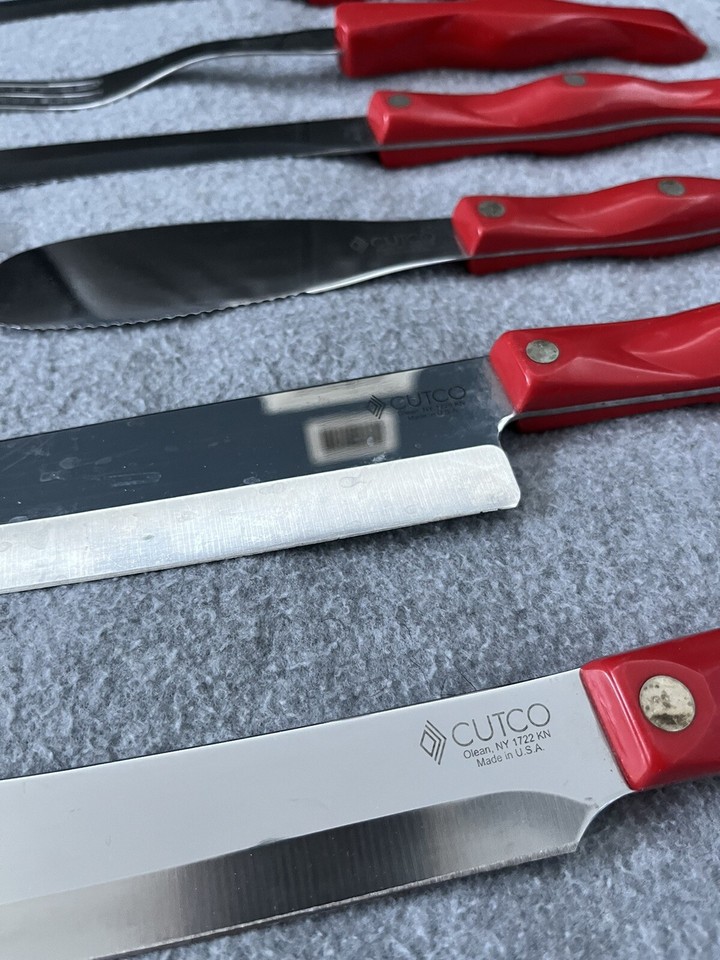 Cutco Red Handle 14 Knife Set Block 1722 1728 1768 1723 1726 1724 1729 ...