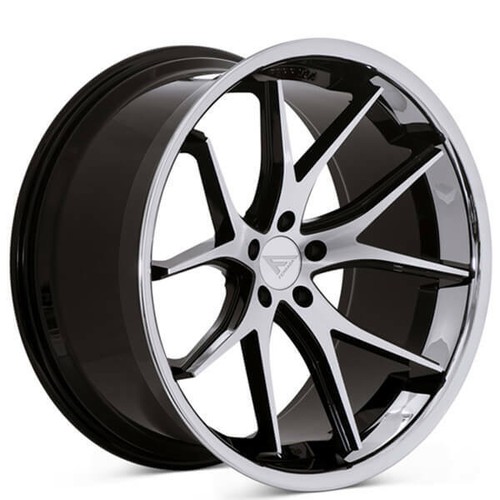 (4) 22x9/22x10.5" Ferrada Wheels FR2 Black Machined with Chrome Lip ...