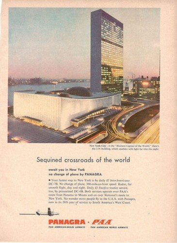 PANAGRA PAA PAN-AM AMERICAN AIRLINES Advertisement 1 Page 1955 New York ...