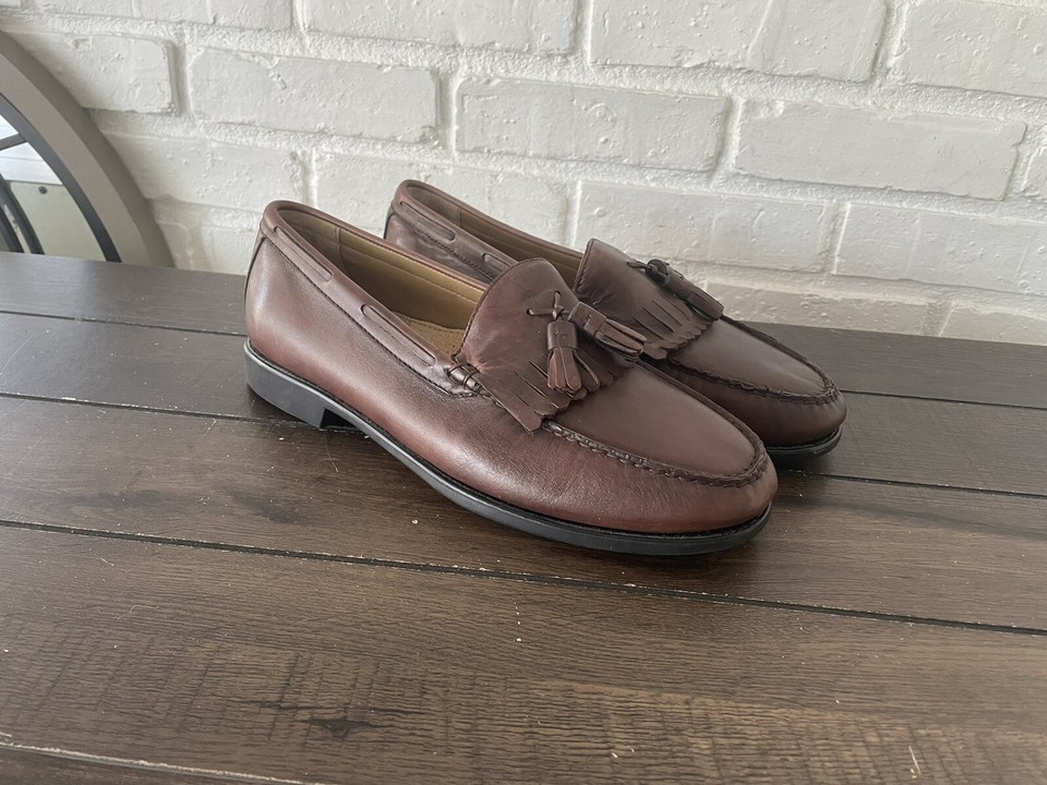 GH Bass & Co. Mens Brown Leather Weejuns Larkin Moc Toe Tassel Loafers ...