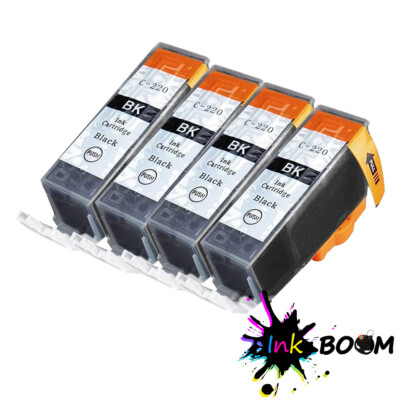 4 Black Ink for PGI-221 MX870 MP560 MP640 MX860 MP620 PIXMA MP980 MP990 ...