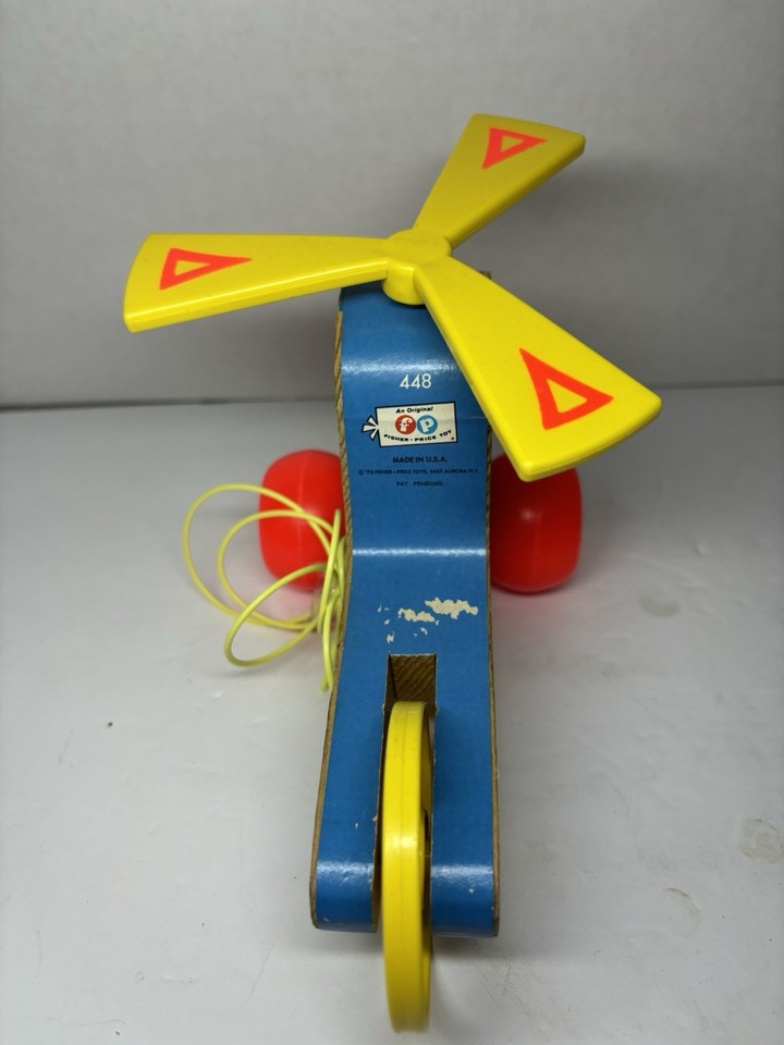 Fisher Price Mini Copter Pull Toy #448 Wooden Helicopter Vintage 1970 ...