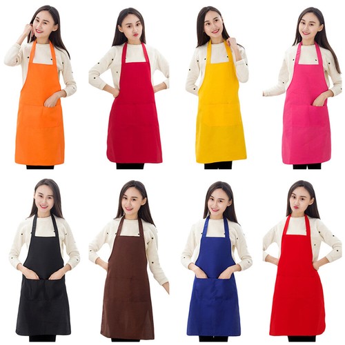 Kitchen Waterproof Oil-proof Solid Color Apron Reusable Durable Aprons ...