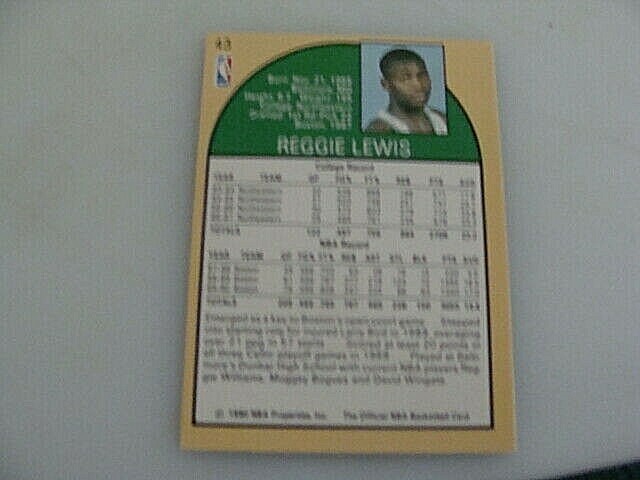 REGGIE LEWIS - card #43 - BOSTON CELTICS - HOOPS 1990-1991 - NBA ! | eBay