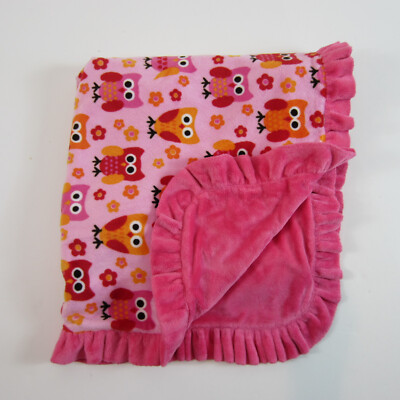 Pink Owl Baby Blanket Ruffle Hot Pink Orange Owl Fleece | eBay