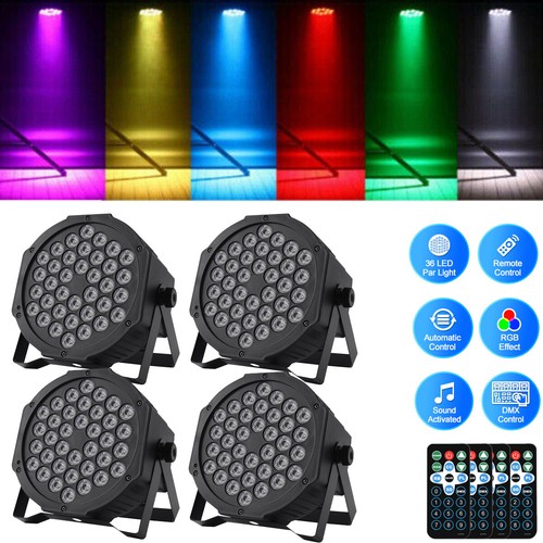 4Pack 36 LED RGB Stage Lighting PAR Light DMX512 Beam Party DJ Disco ...
