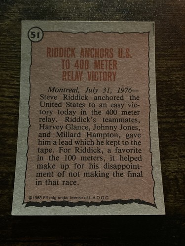 1983 History's Greatest Olympians - Steve Riddick #51 for sale online ...