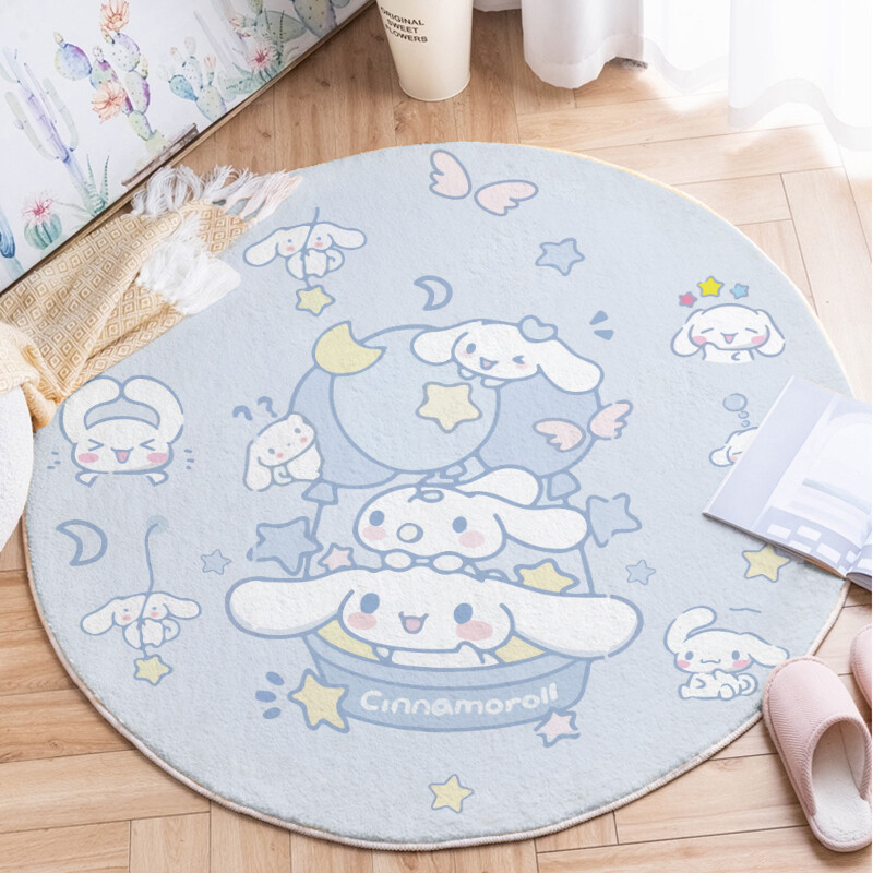 Cartoon Cinnamoroll Round Carpet Bedroom Bedside Blanket Cute Fleece ...
