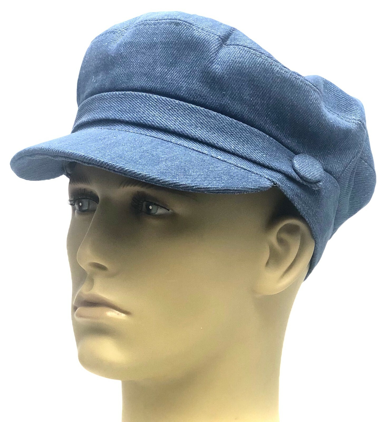 Fiddler Breton Cap Hat Blue Denim Greek Fisherman Sailor Barge Mens ...