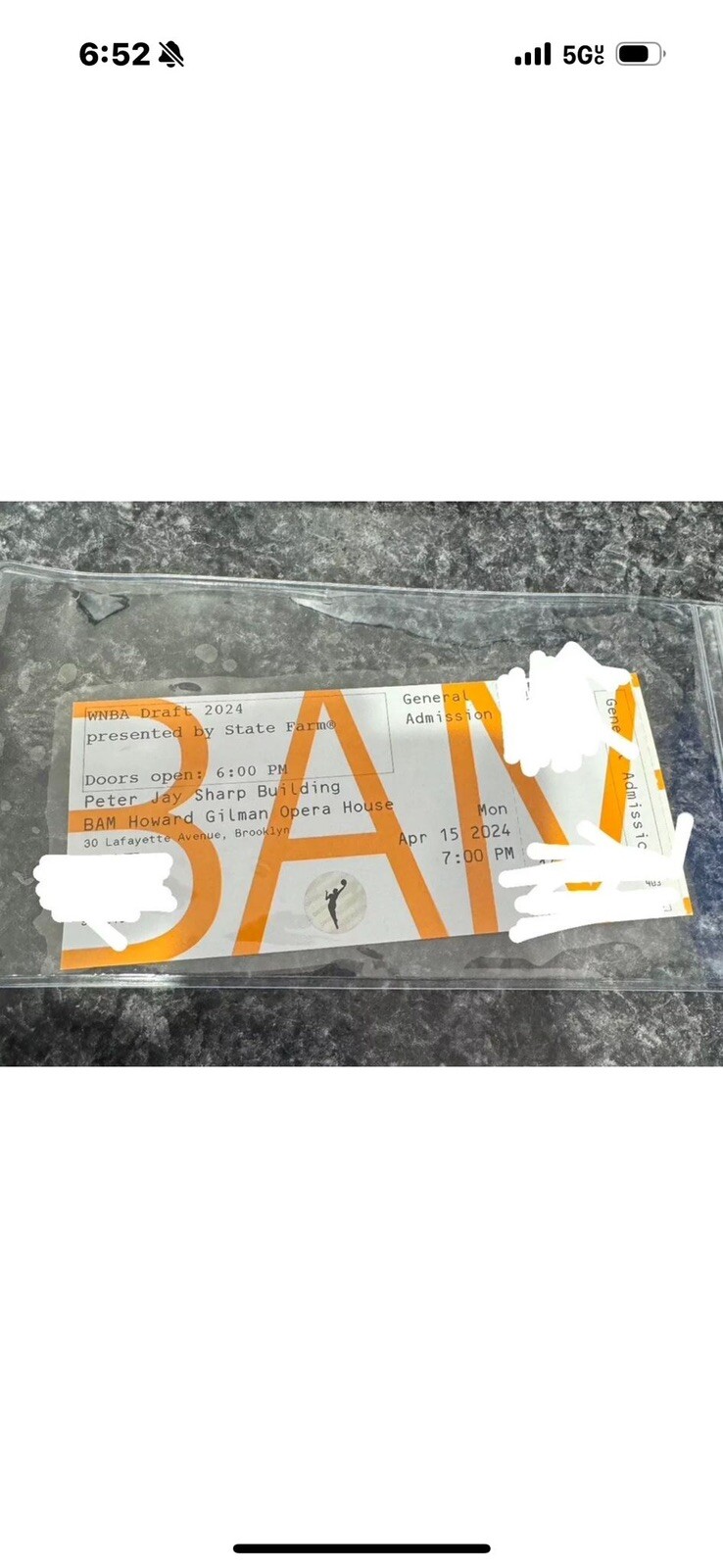 2024 Full Unused WNBA Draft Ticket (physical | Grelly USA