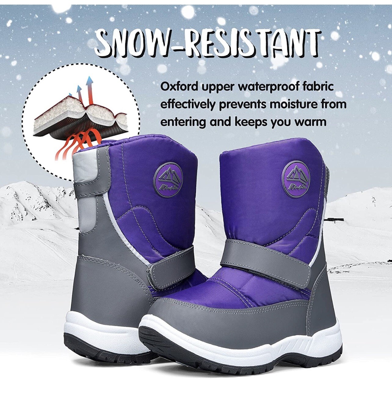 K KomForme Boys/Girls Snow Boots Waterproof Winter Outdoor Boots ...