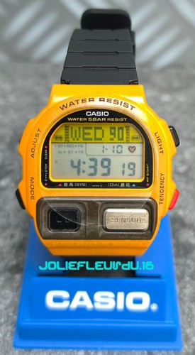 1991 NOS CASIO ⌚️ BP-100 BLOOD PRESURE Watch Orange 🔴 Made in Japan ...