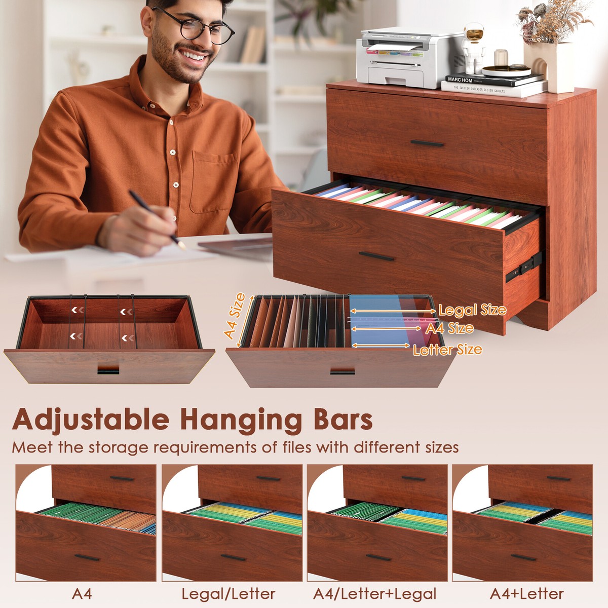 Wood Legal File 4 Drawer Lateral File Cabinet Ohio Hardwood
