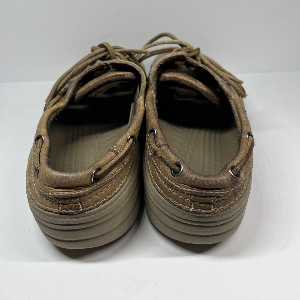 Size 8 - Mens Crocs Islander Pitcrew Boat Brown Lace Up Leather Upper ...