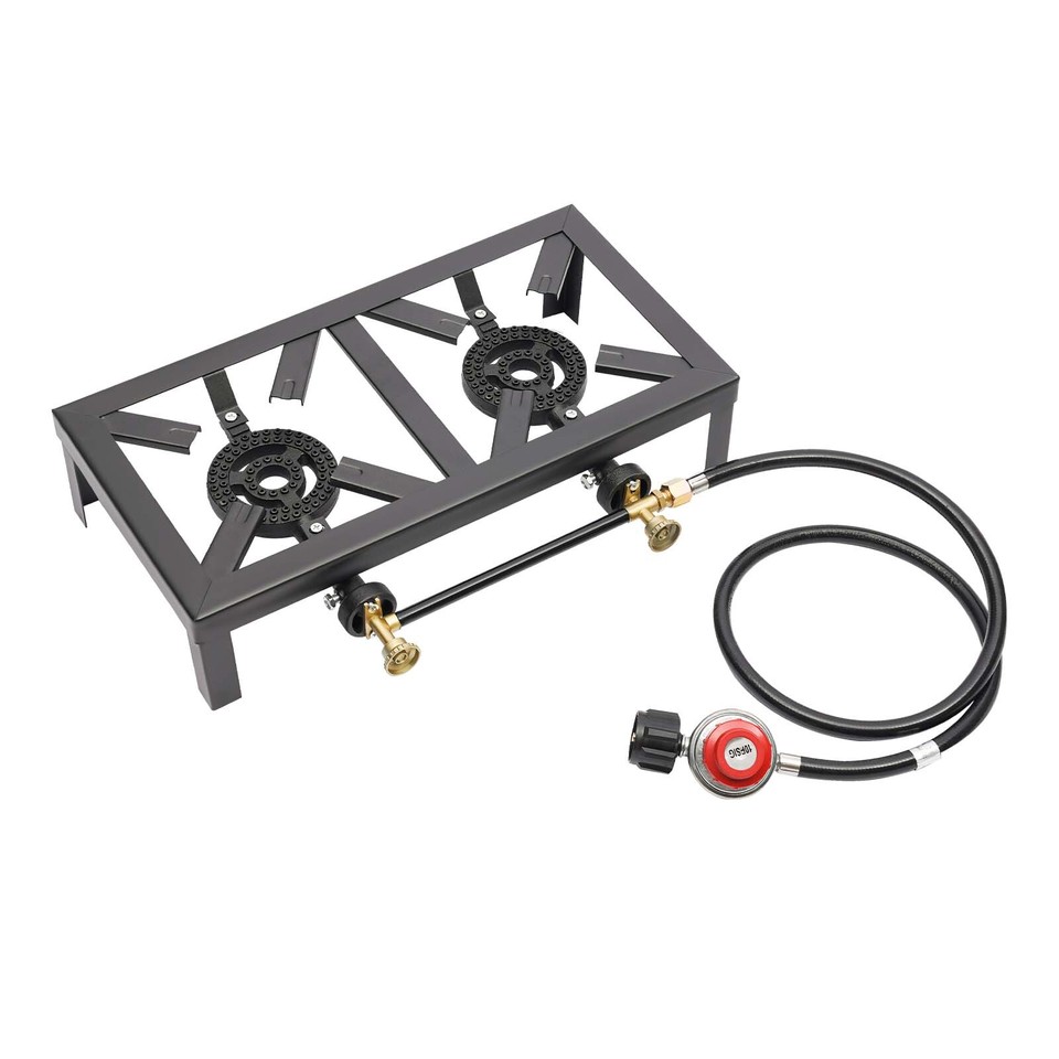 Double Propane Gas Burner Stove Camping BBQ Cooker Cooking With ...