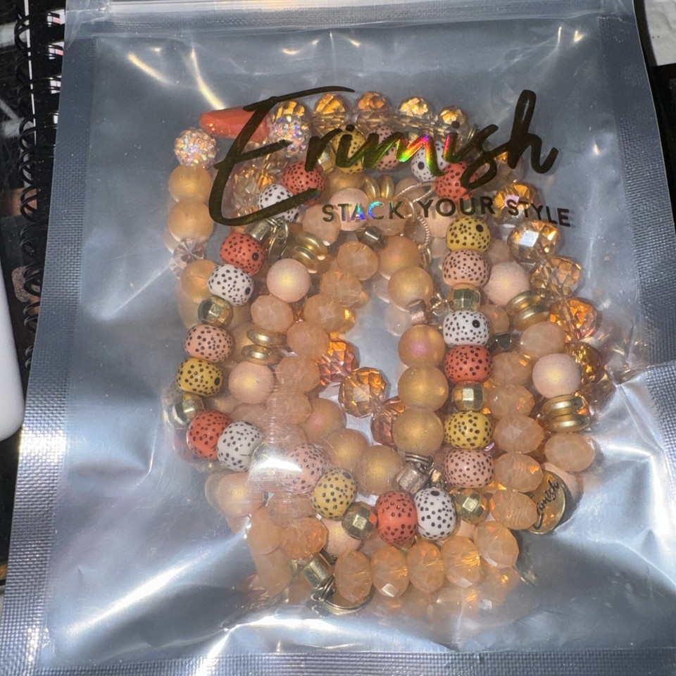 NEW! ERIMISH BRACELETS 5 pc Stack - Orange Peach Apricot Colors | eBay