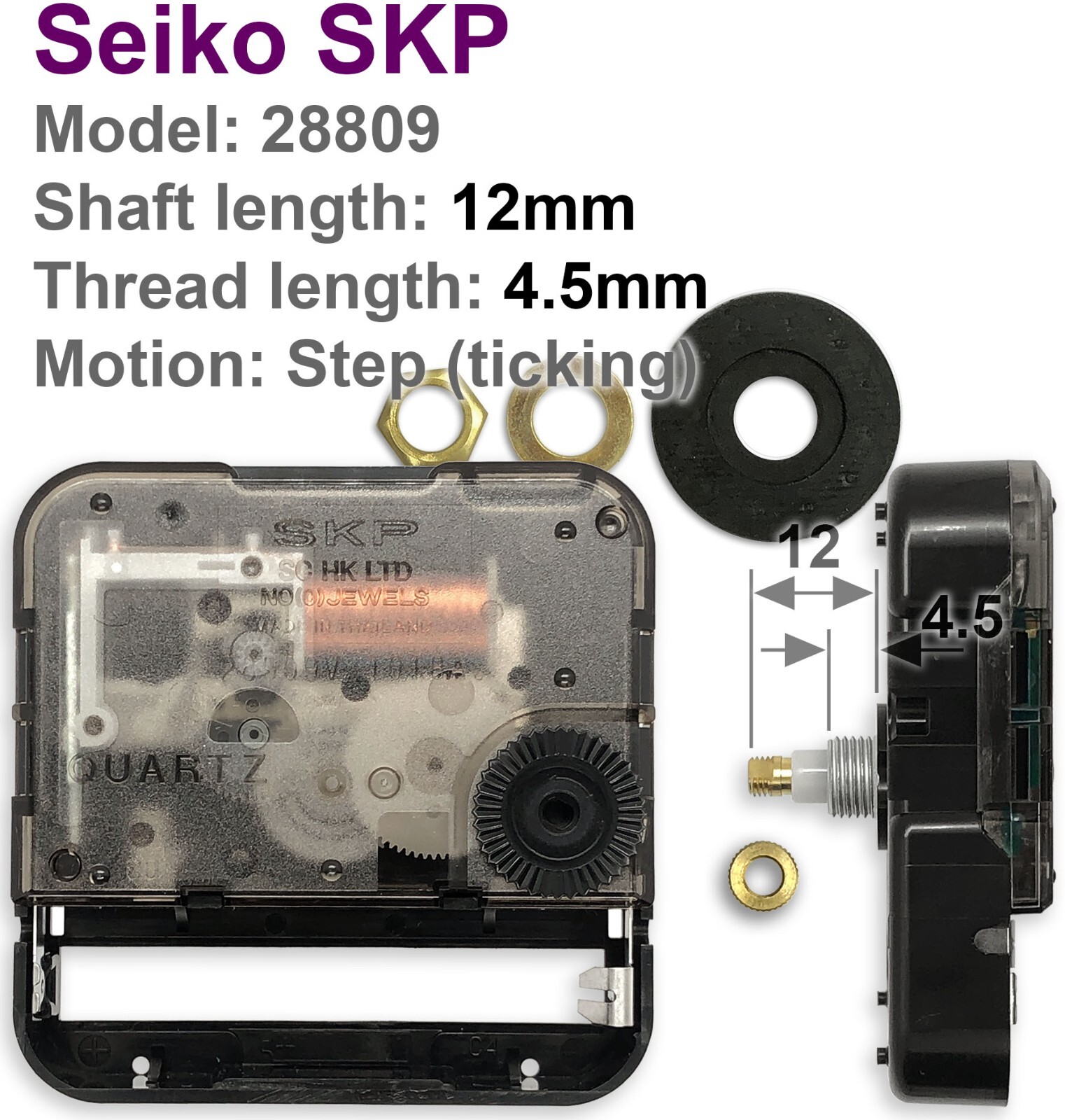 Quartz clock movement, Seiko SKP I-Shaft, EF (Euro Fitting), genuine ...
