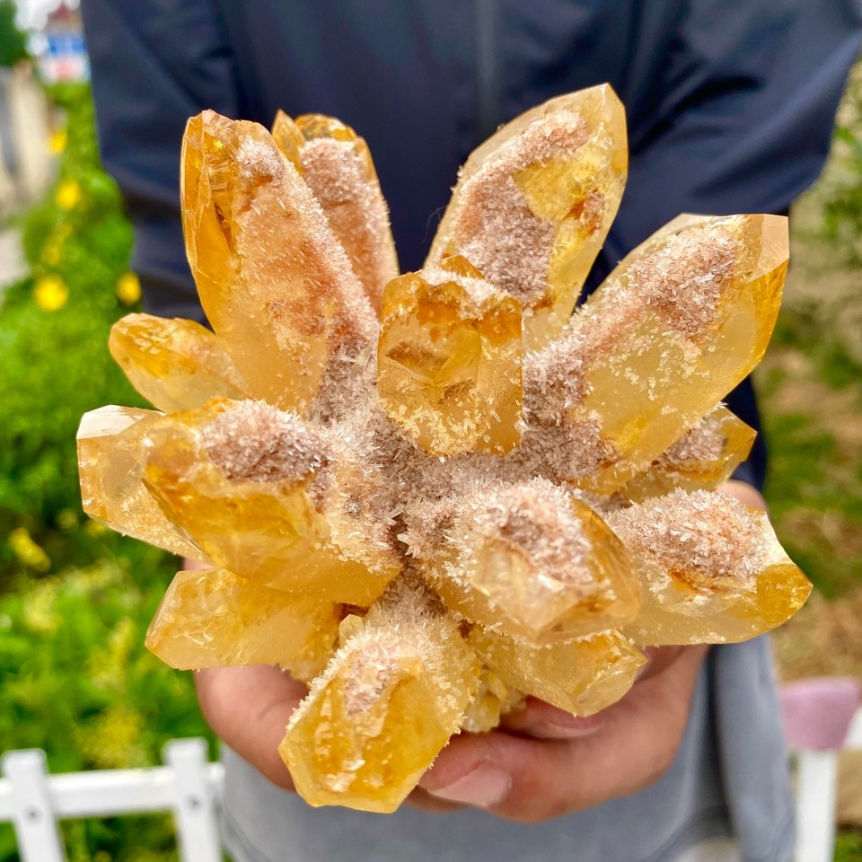 1.3LB New find yellow Phantom Quartz Crystal Cluster mineral samples | eBay