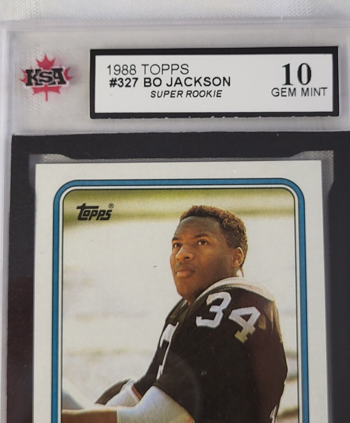 1988 BO JACKSON SUPER ROOKIE CARD TOPPS GRADED KSA 10 GEM MINT 327 NFL ...