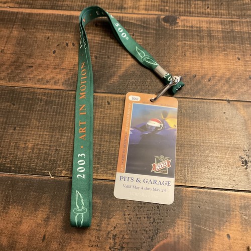 2003 Indianapolis Motor Speedway Indy 500 Pit Badge With Lanyard #5655 ...