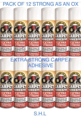 PACK OF 12 x 500ML STRONG AS AN OX HEAVY DUTY CARPET ADHESIVE GLUE ...