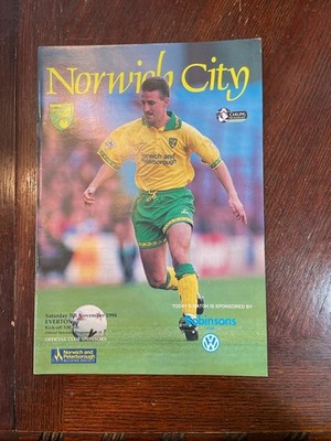 NORWICH CITY v EVERTON, NOVEMBER 5, 1994 MATCH PROGRAMME | eBay
