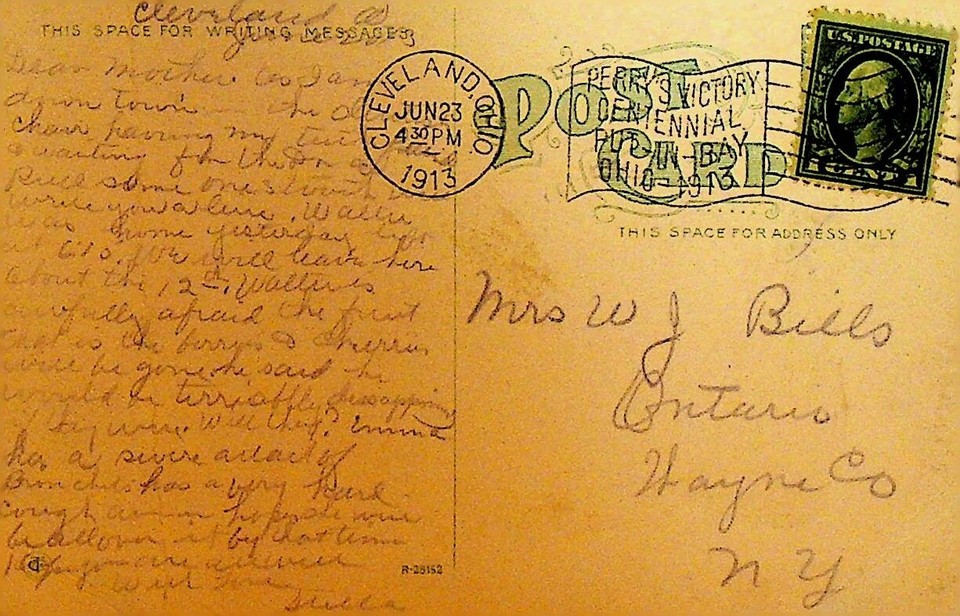 Commodore Perry Memorial by Night Postcard Put-in-Bay Ohio 1913 | eBay