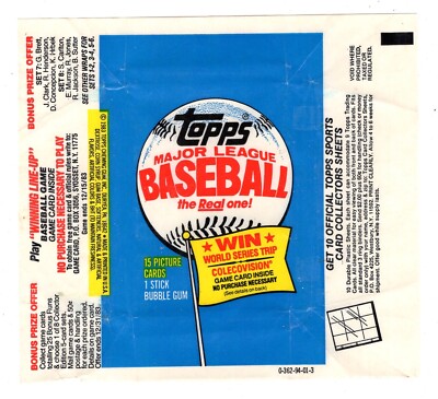 1983 TOPPS BASEBALL CARD WRAPPER - EMPTY - CARD SHEETS SET 7 - VAR FREE ...