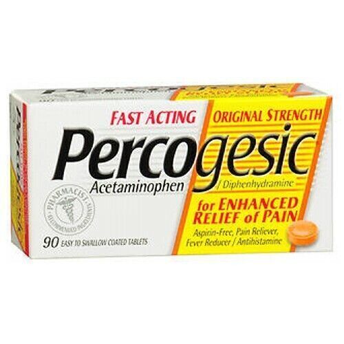 Percogesic Original Strength, Acetaminophen & Diphenhydramine 90 Tablet ...