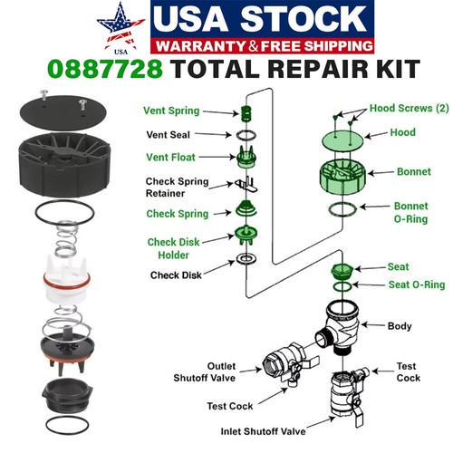 0887728 Repair Kit Replace for Watts 1" 800M4 Total Repair Kit RK 800M4 ...
