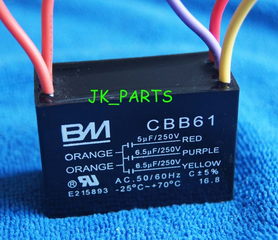 New BM CBB61 5uF+6.5uF+6.5uF 5 WIRE 250VAC Ceiling Fan Capacitor UL ...