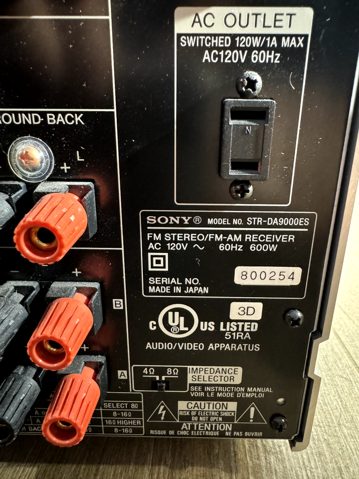 SONY STR-DA9000ES AM/FM STEREO RECEIVER AMPLIFIER HIGH END AUDIOPHILE ...