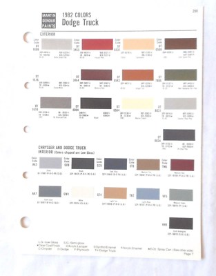 1982 DODGE TRUCK MARTIN SENOUR COLOR PAINT CHIP CHART ORIGINAL MOPAR | eBay