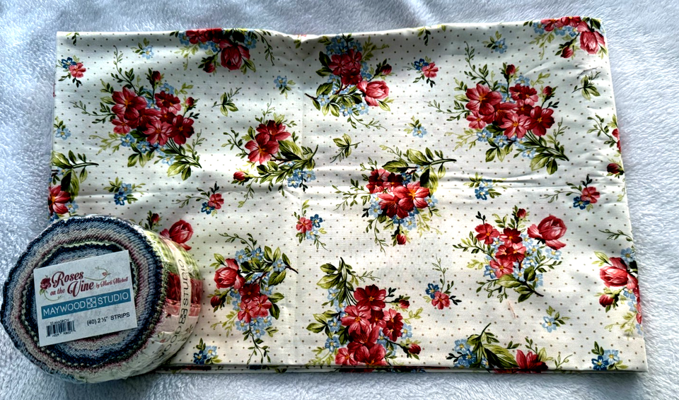 ROSES ON THE VINE JELLY ROLL & FABRIC | eBay