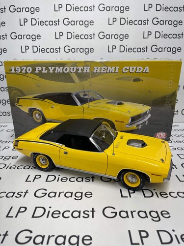 ACME 1970 Plymouth Hemi Cuda Convertible Yellow 1:18 Diecast A1806129 ...