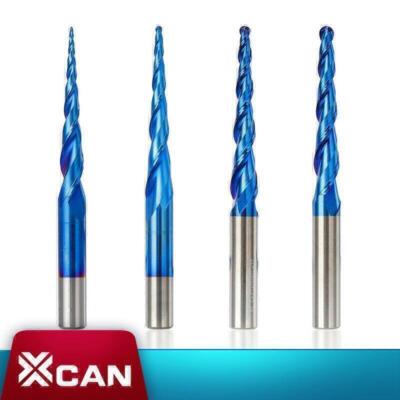 2 Flute Tapered Ball Nose End Mill 3.175/4/6/8mm Shank Carbide CNC ...