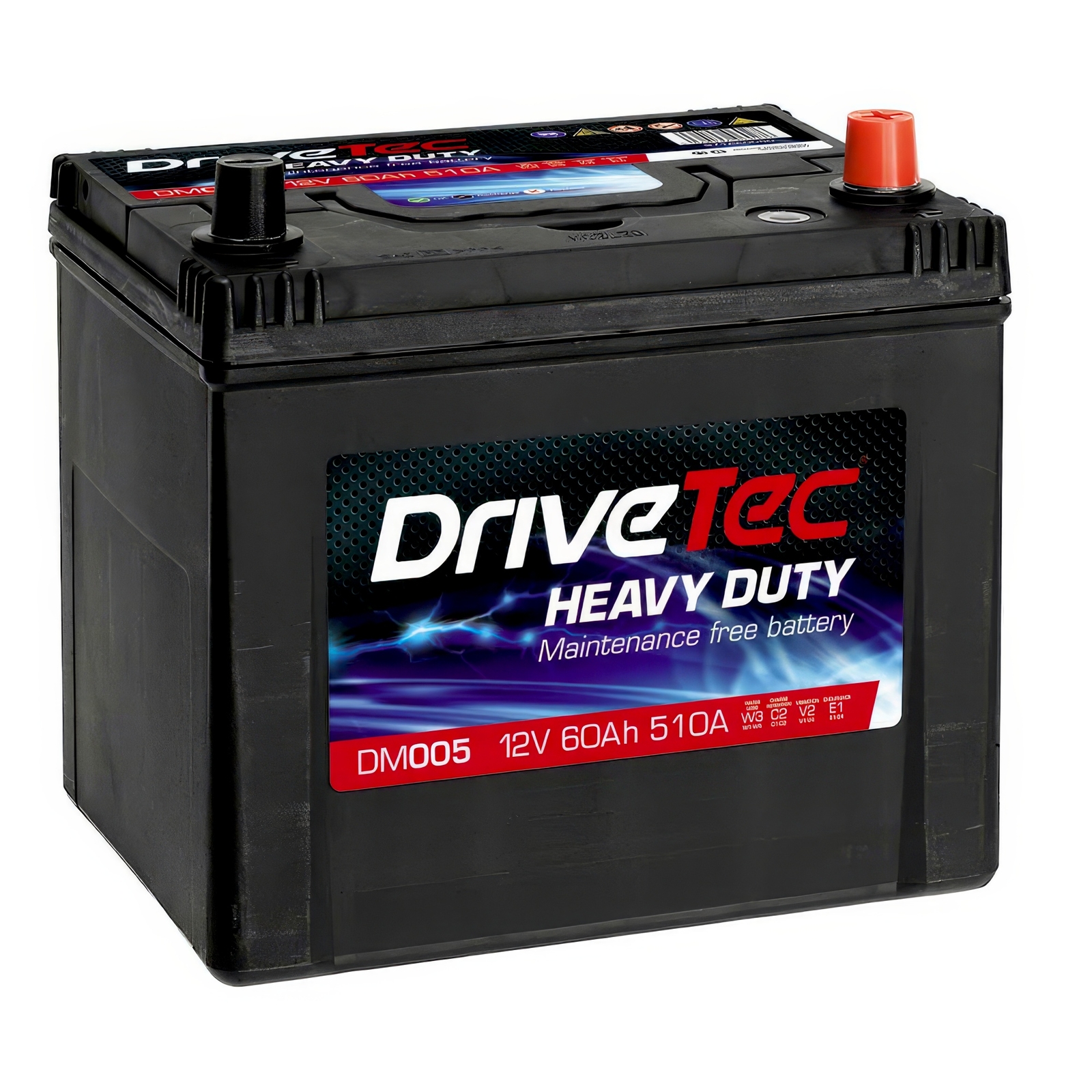 DriveTec Car Battery DM005 12V 60Ah 510A 3 Years Warranty T1 Starter ...