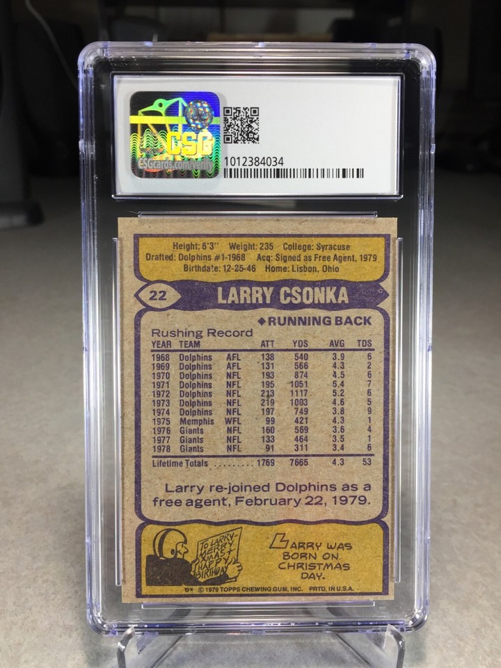 1979 Topps Larry Csonka #22 - CSG 9 - Miami Dolphins | eBay