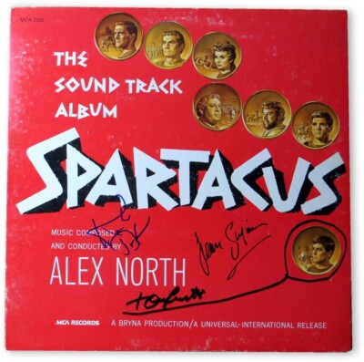 Spartacus Signed Cast Autograph Album Cover Kirk Douglas Tony Curtis ...